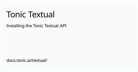 Installing The Textual Sdk Tonic Textual