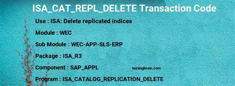 Isa Cat Repl Delete Sap Tcode For Isa Delete Replicated Indices