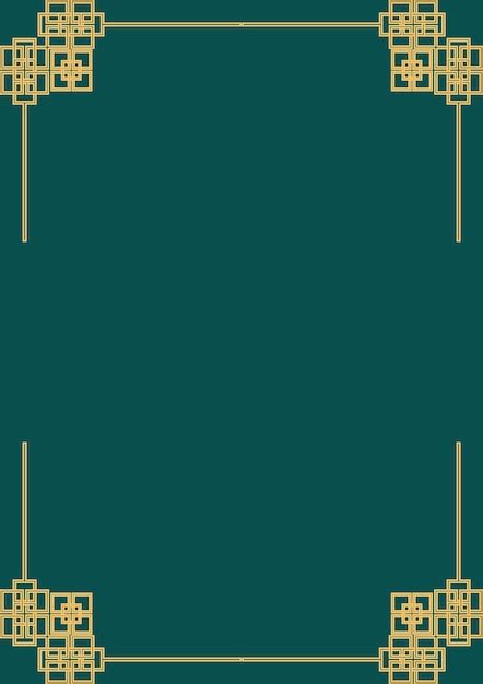 황금색 선과 황금색 경계가 있는 녹색 배경 프리미엄 벡터