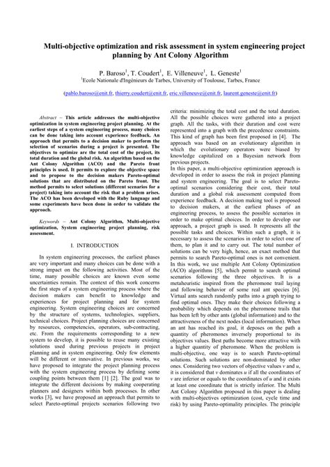 Pdf Multi Objective Optimization And Risk Assessment In System