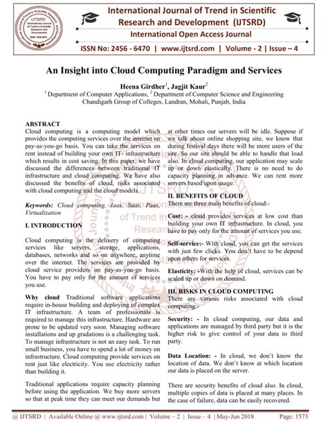 Cloud Computing Paradigm And Services An Insight