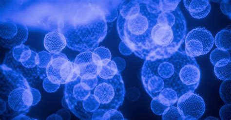 Microscopic View Of Blue Glowing Cells Free Stock Video Footage
