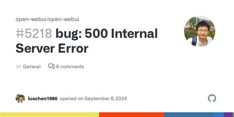 Bug 500 Internal Server Error · Open Webui Open Webui · Discussion 5218 · Github