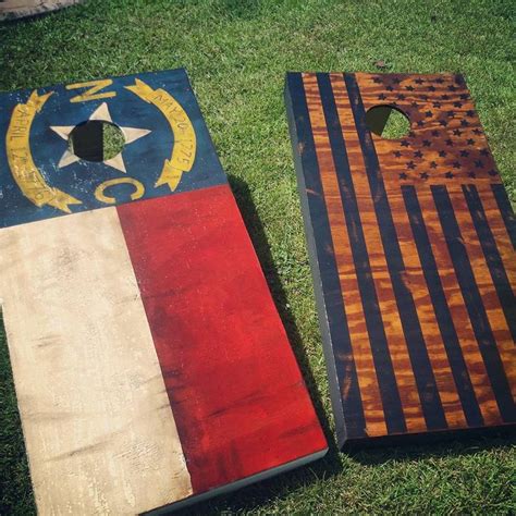 North Carolina American Flag Cornhole Boards Nc Rustic Art Crafty