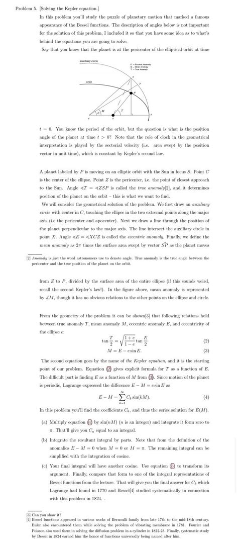 Solved Problem 5 Solving The Kepler Equation In This
