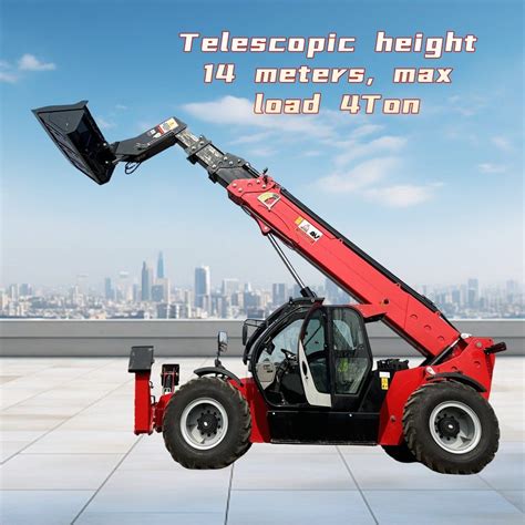 5 Ton Heavy Duty Construction Agricultural Small Wheel Loader Telescopic Forklift 14m Telescopic