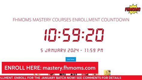 Fhmoms Mastery Courses Enrollment Countdown Youtube