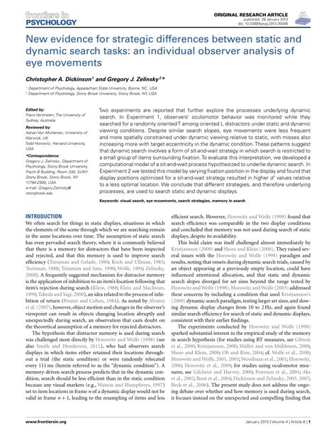 Pdf New Evidence For Strategic Differences Between Static And Dynamic