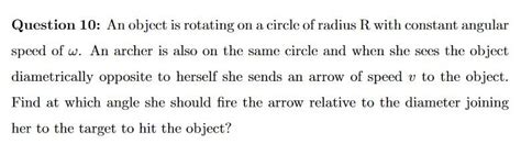 Solved Question An Object Is Rotating On A Circle Of Chegg