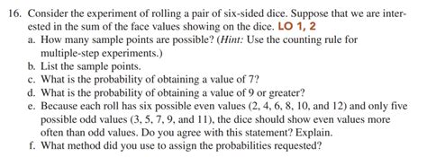 solved consider the experiment of rolling a pair of