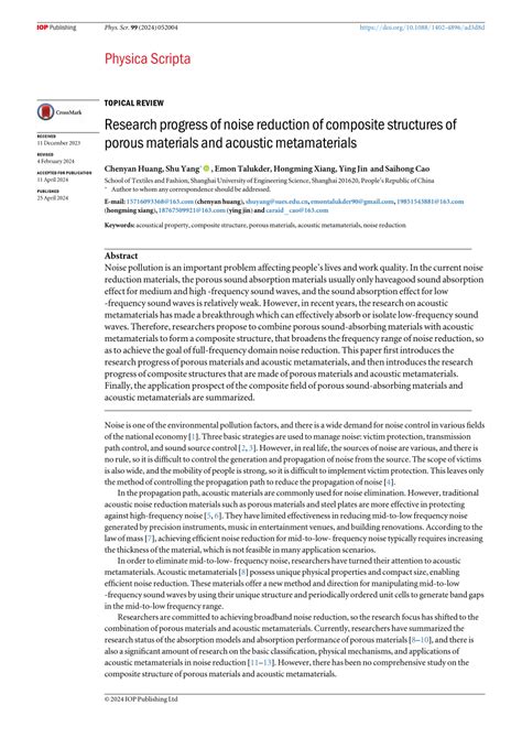 Research Progress Of Noise Reduction Of Composite Structures Of Porous
