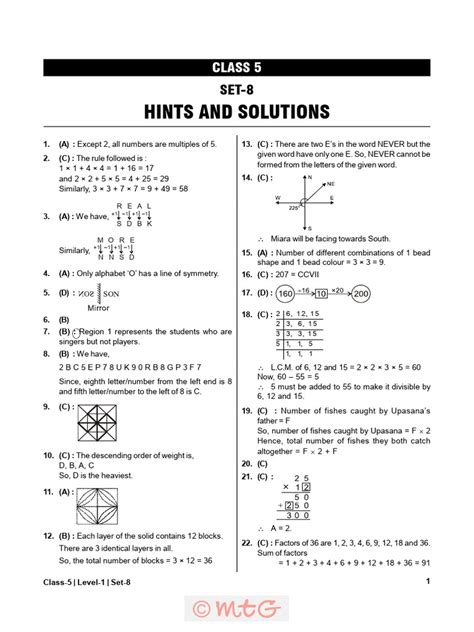 imo level1 solution class 5 set 8 pdf mathematics arithmetic