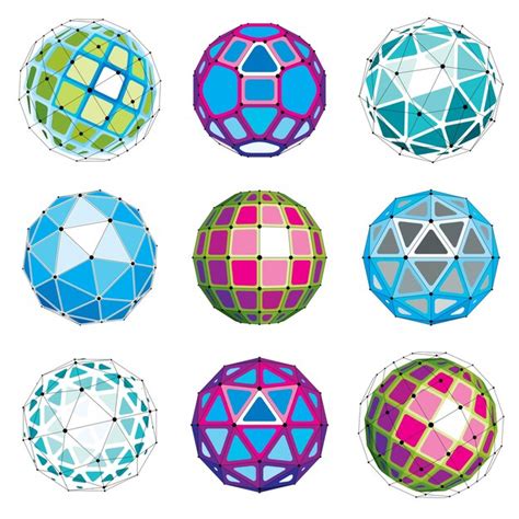 premium vector set of perspective technology shapes polygonal