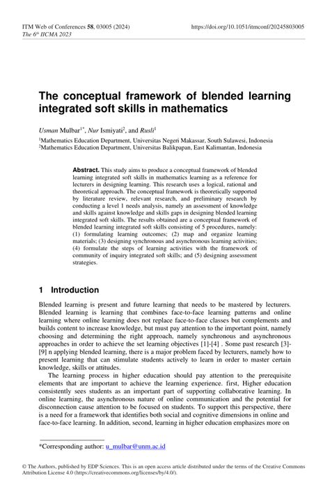 Pdf The Conceptual Framework Of Blended Learning Integrated Soft