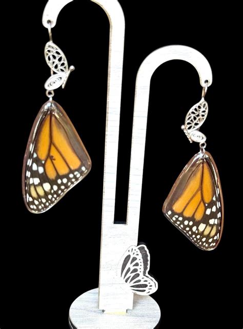Nature Inspired Monarch Butterflies Earrings With 925 Silver Filigree
