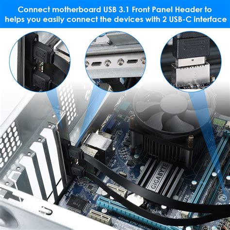 MZHOU USB Front Panel Header Extension Cable Dual Type C Male To Dual Type E Female With Profile