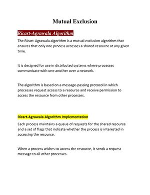 Mutual Exclusion Token Ring Algorithm Mutual Exclusion Distributed Systems Are Computer