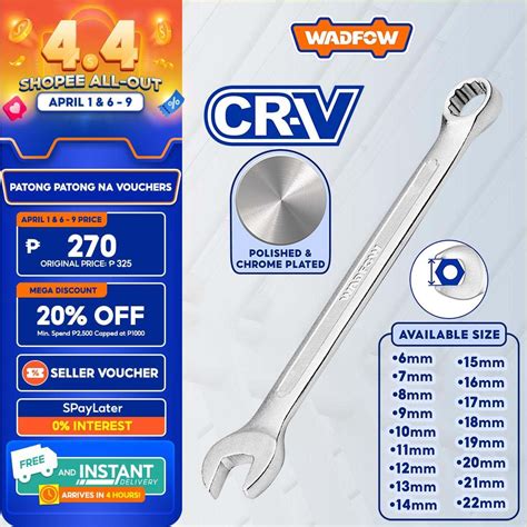 Wadfow Combination Spanner Polished And Chrome Plated Cr V Steel 6mm To