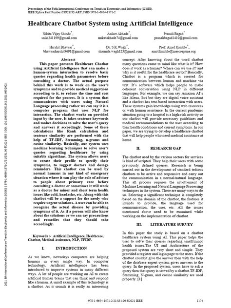 Healthcare Chatbot System Using Artificial Intelligence Pdf