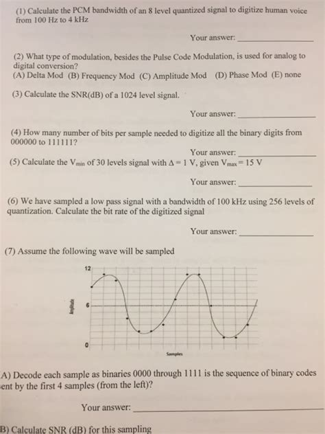 1 calculate the pcm bandwidth of an and level