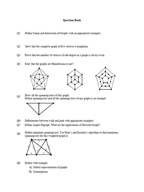 Graph Theory Ques Bank Pdf Graph Theory Vertex Graph Theory