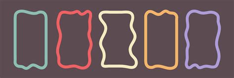 Scalloped Rectangle Borders Abstarct Line Frames Groovy Shapes Set Of Wave Borders