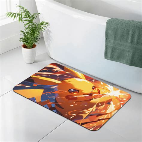 Anime Pikachu Bath Mat Diatomaceous Earth Shower Mat Non Slip Super