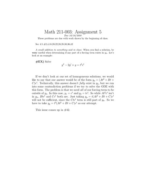 Assignment 5 Ordinary Differential Equations And Linear Algebra