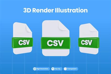 Premium Psd 3d Render Icon File Format Csv