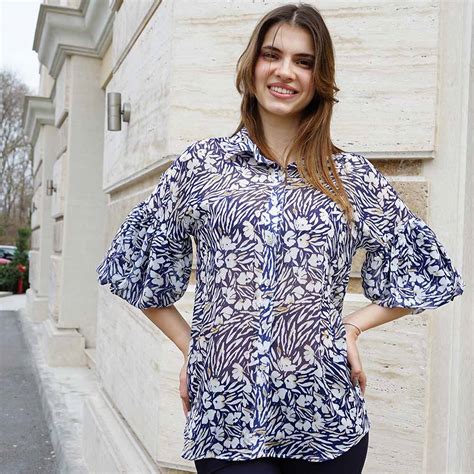 Риза шифон с буфан ръкав 0397 Tyapti