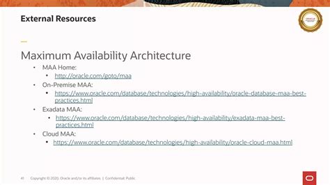maximum availability architecture best practices for oracle database