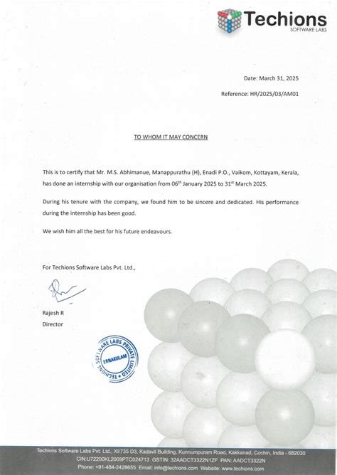 Internship Techionssoftwarelabs Learningjourney Gratitude M S Abhimanue