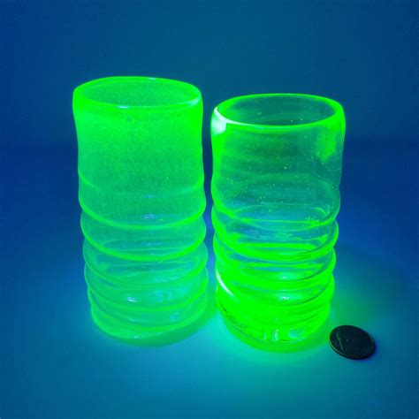 2 Uranium Coil Glasses Seconds Leftys Custom Glass