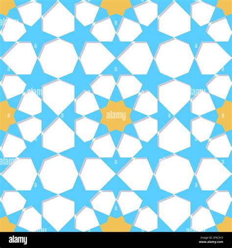 Decorative Blue Abstract Geometrical Seamless Pattern On A White Background Traditional