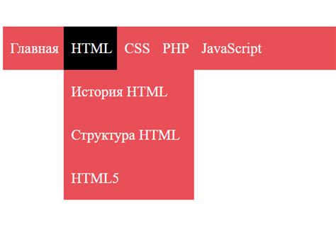Выпадающее меню на Css Горизонтальное выпадающее меню