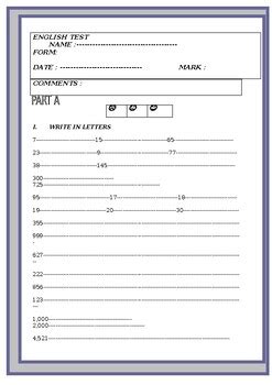 Numbers Test By Linda Mason TPT