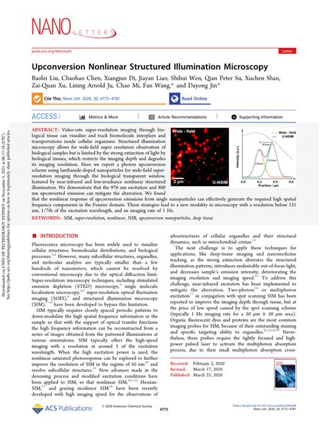 Pdf Upconversion Nonlinear Structured Illumination Microscopy