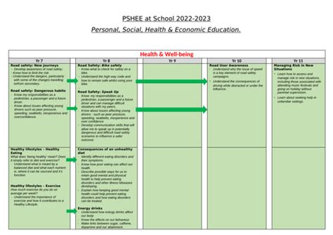 Pshee Planning Bundle Programme Yr7 11 Curric Mapping With Statutory