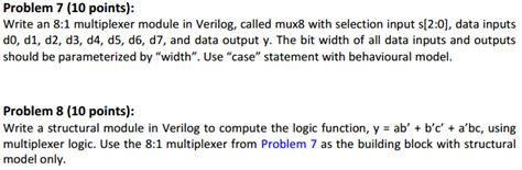 Solved Problem 7 10 Points Write An 81 Multiplexer