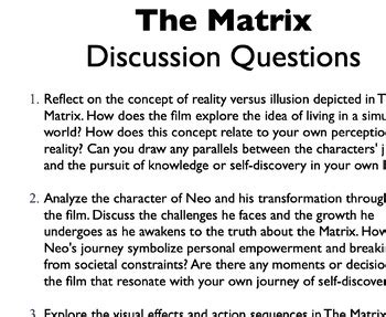 The Matrix Discussion Questions Prompts By Curt S Journey TPT
