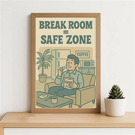 Retro Office Poster Break Room Safe Zone Funny Office Art Print