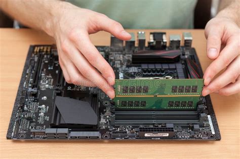 Installing Random Access Memory Into PC Stock Photo Image Of Micro Hardware