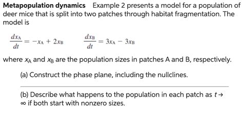 Solved Metapopulation Dynamics Example 2 Presents A Model