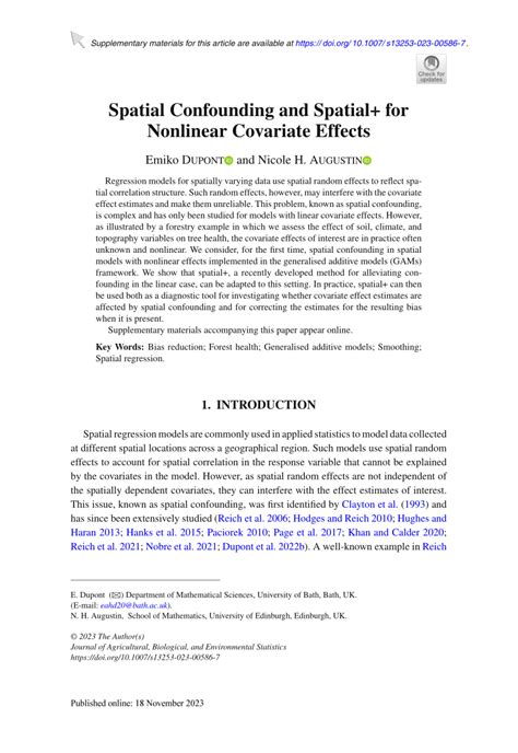 Pdf Spatial Confounding And Spatial For Nonlinear Covariate Effects