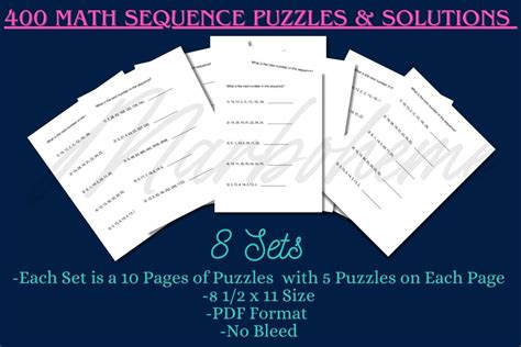400 math sequence puzzles graphic by jlee2be84 · creative fabrica