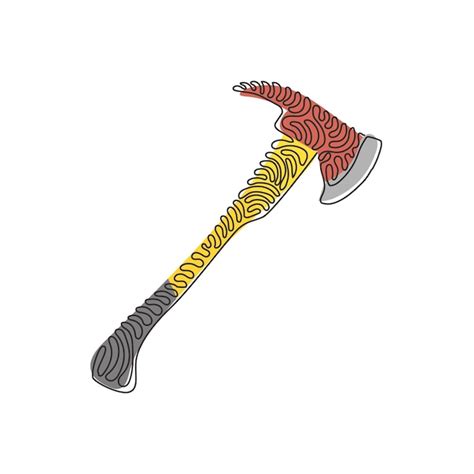 Premium Vector Single One Line Drawing Red Fire Axe Icon Firefighter