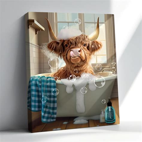 Hfdf Highland Cow Wall Art Cow Decor Cute Cow Canvas Prts Funny Highland Cow Prts Art Farmhouse