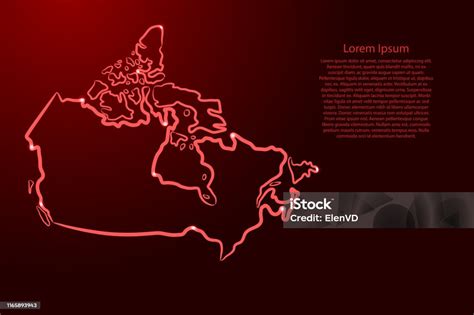 캐나다는 미래의 육각형 모양 선 노드의 빨간색과 빛나는 별 배너 포스터 인사말 카드에 대한 벌집 또는 분자 구조의 형태로매핑됩니다 벡터 그림입니다 캐나다에 대한 스톡 벡터