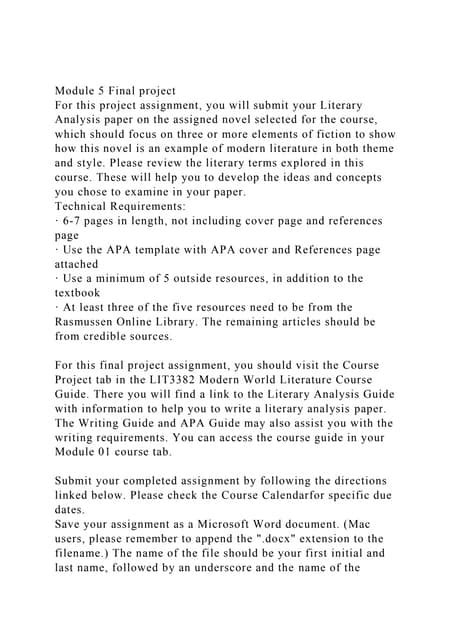 Module 5 Final Projectfor This Project Assignment You Will Submdocx