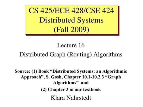 PPT Lecture Distributed Graph Routing Algorithms PowerPoint Presentation ID